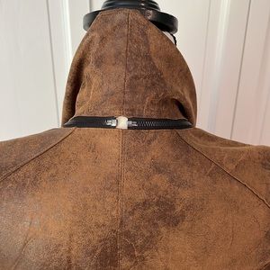 Dex | Jackets & Coats | Dex Brown Faux Leather And Suede Moto Drape ...